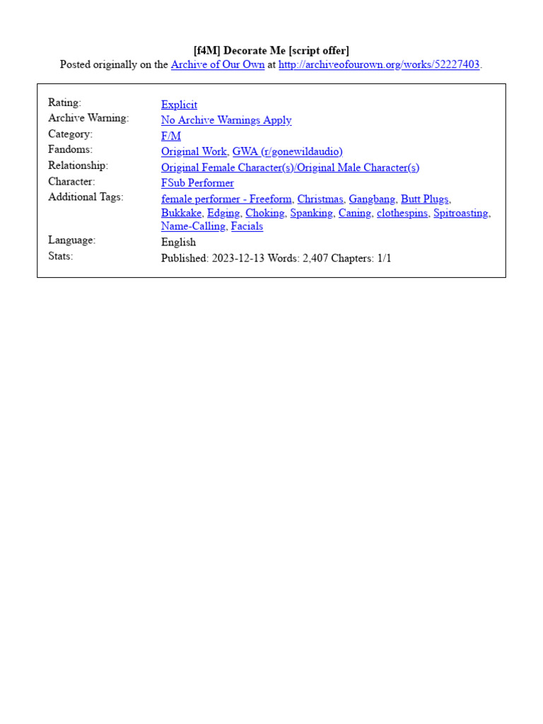 f4M Decorate Me Script | PDF