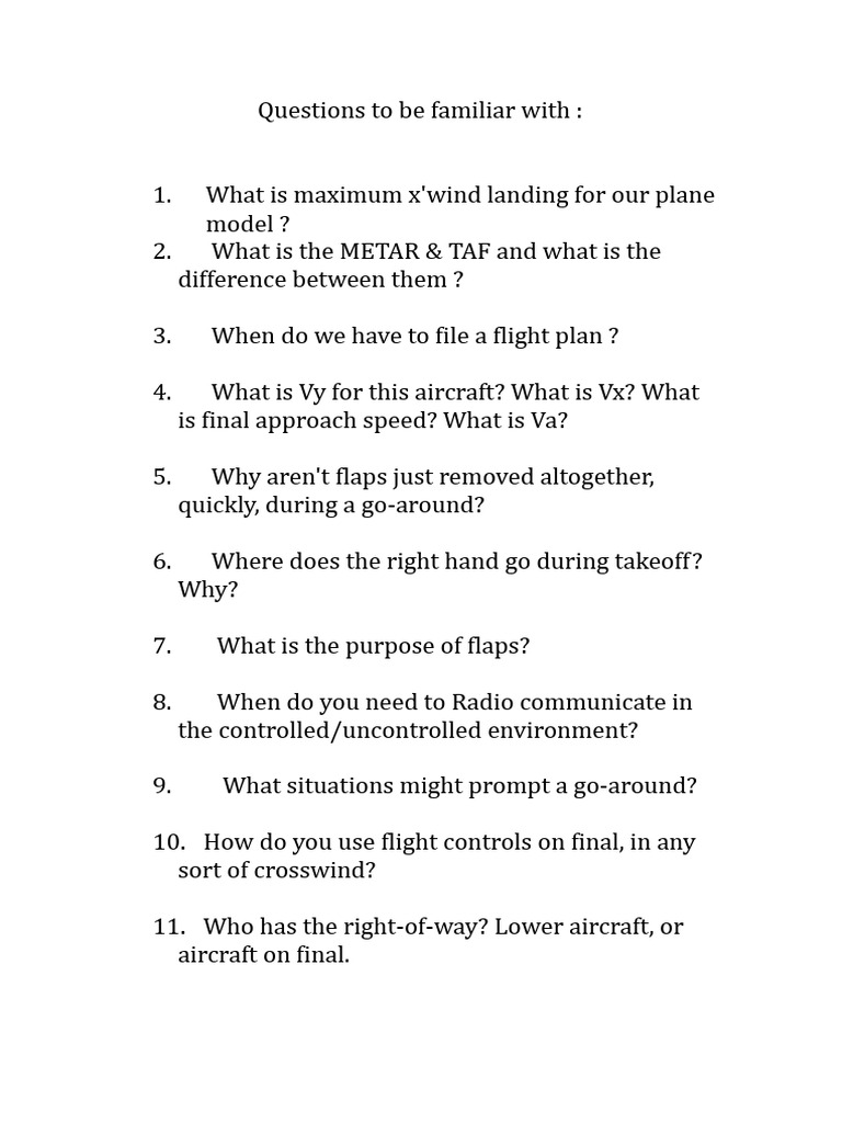 Essential Aviation Questions Guide | PDF