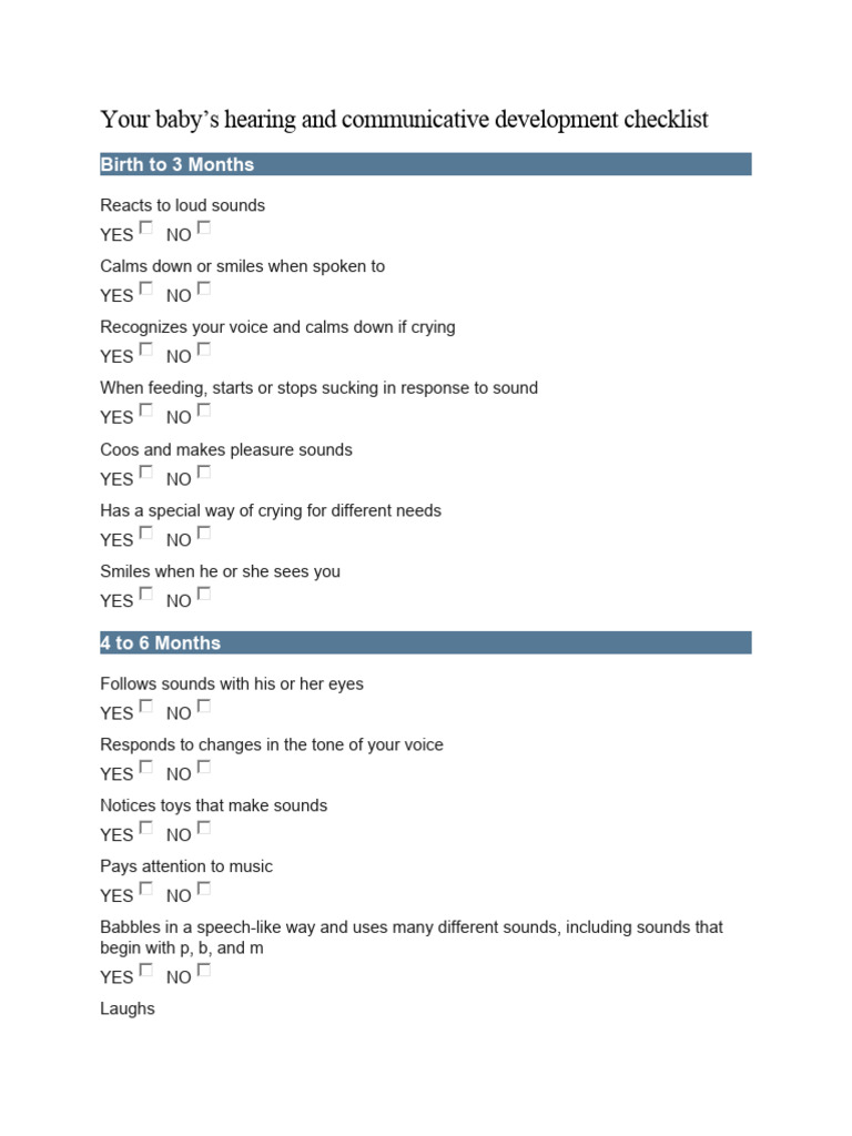 Language Development Checklist | PDF | Speech | Language Development
