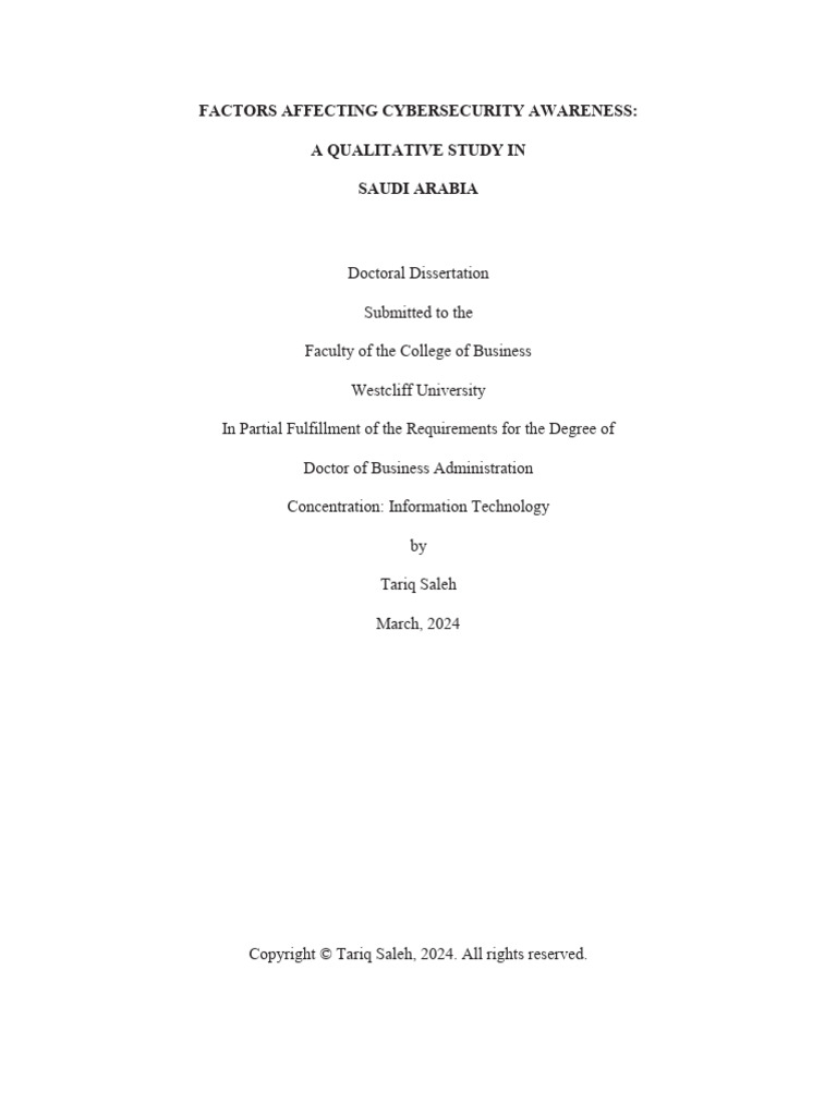 Factors Affecting Cybersecurity Awareness | PDF | Computer Security ...