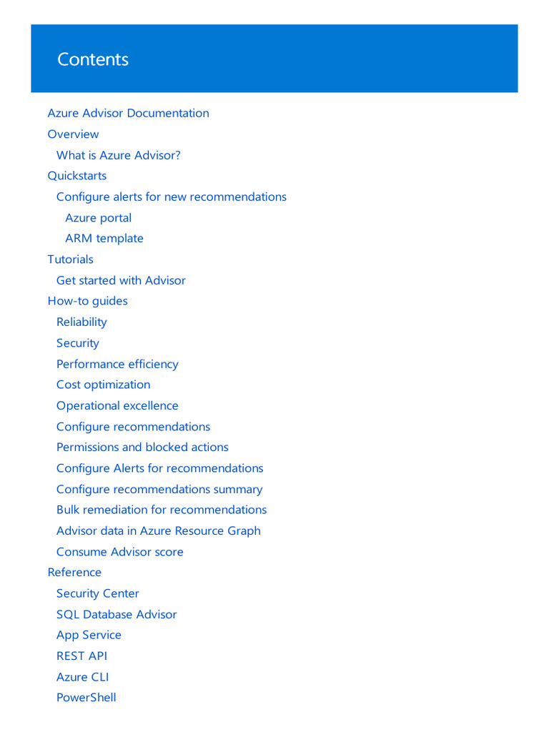 Azure Advisor Recommendation Categories | PDF | Databases | Microsoft Azure