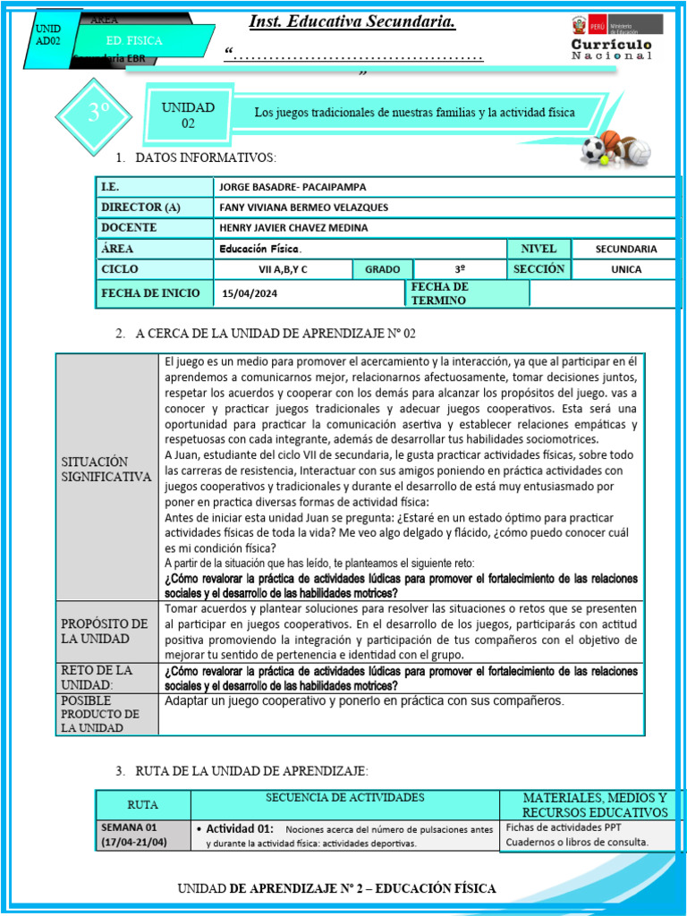3º4º Unidad 2 Ef - 2023 | PDF | Aprendizaje | Cognición