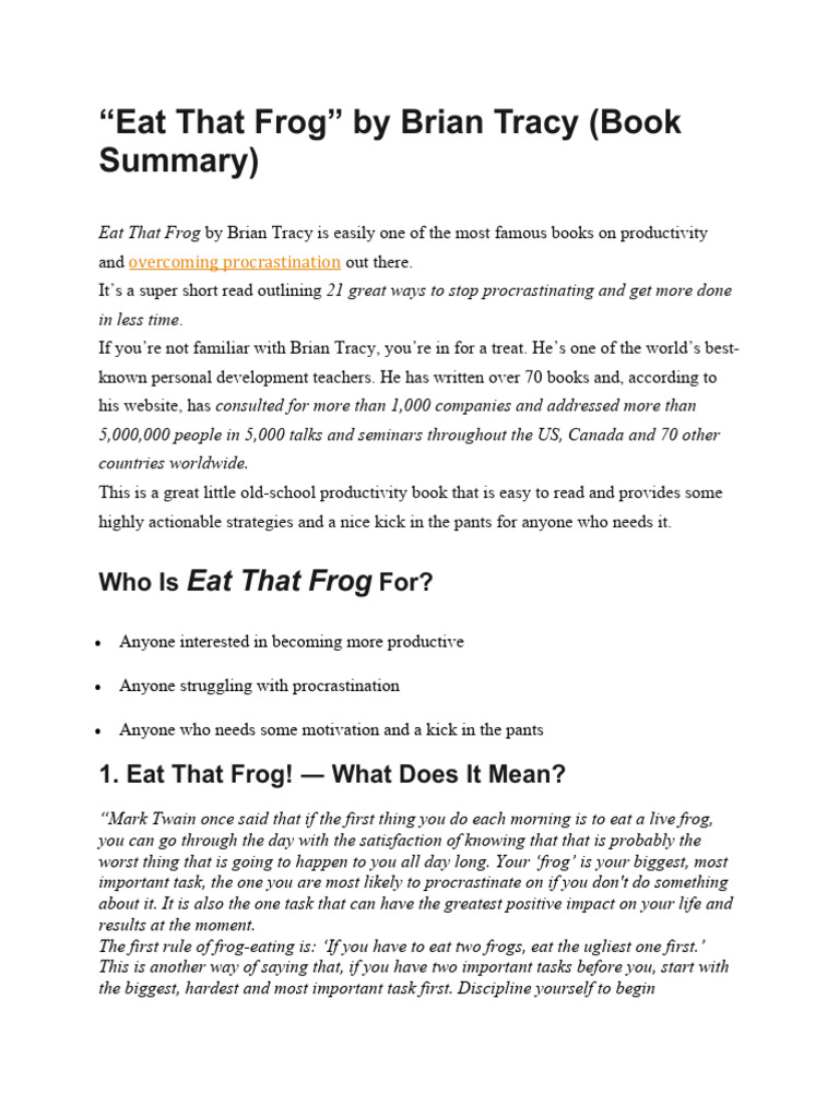 Eat That Frog Notes | Download Free PDF | Disciplines