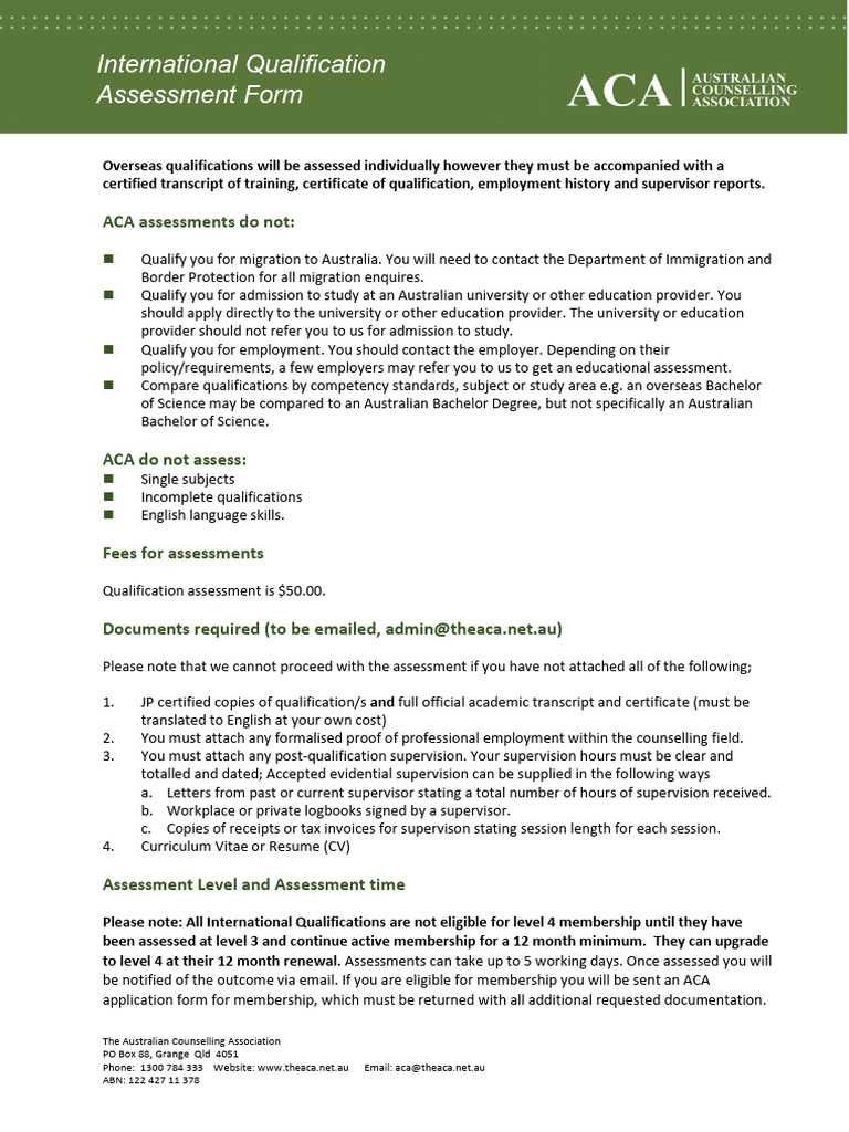 ACA International Qualification Assessment Form v13.2019 | PDF | Credit Card | Debit Card