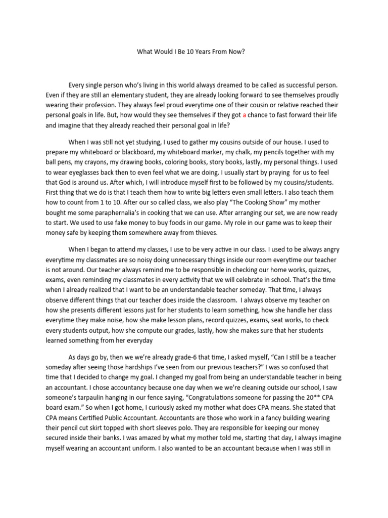 What Would I Be 10 Years From Now | PDF | Teachers