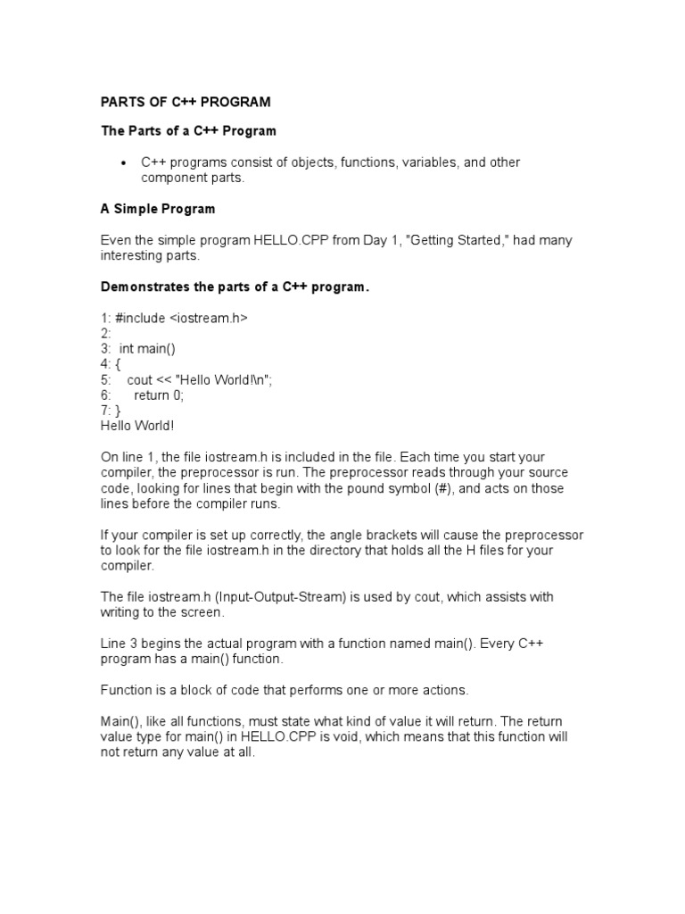 Parts Of C Program Pdf Subroutine Parameter Computer Programming