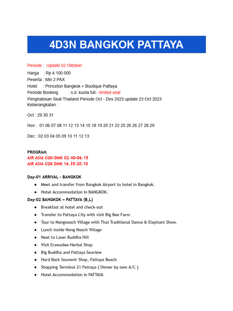 4D3N BANGKOK PATTAYA | PDF