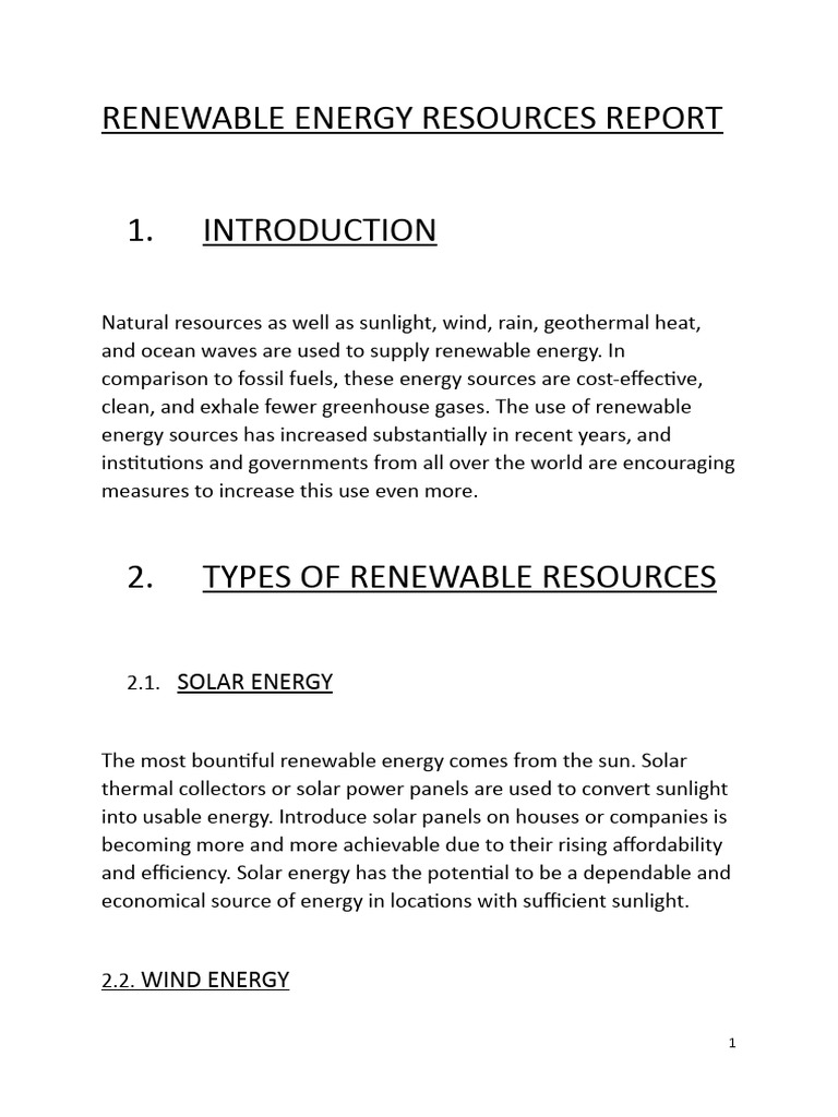 Ges Renewable Energy Resources Report | PDF | Renewable Energy | Energy ...