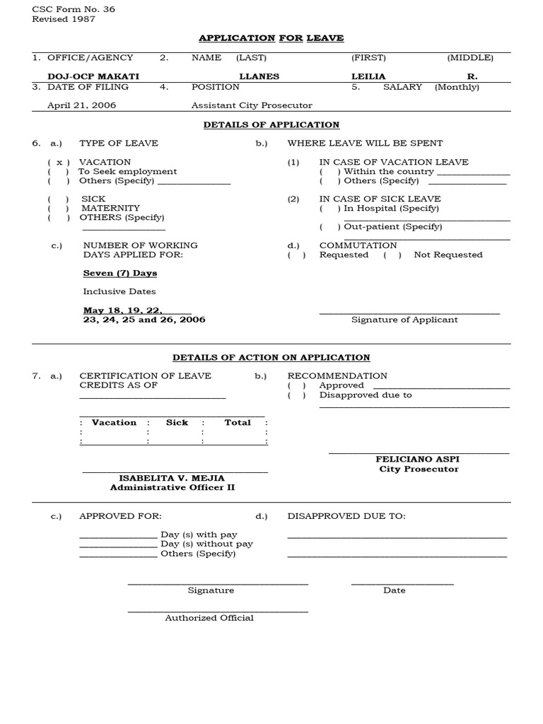 Leave Form | Download Free PDF | Justice | Crime & Violence