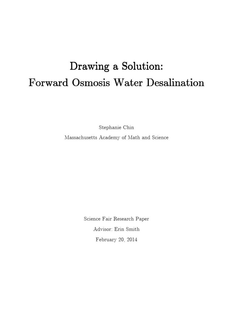 Drawing A Solution Forward Osmosis Water Desalination | PDF | Osmosis | Groundwater