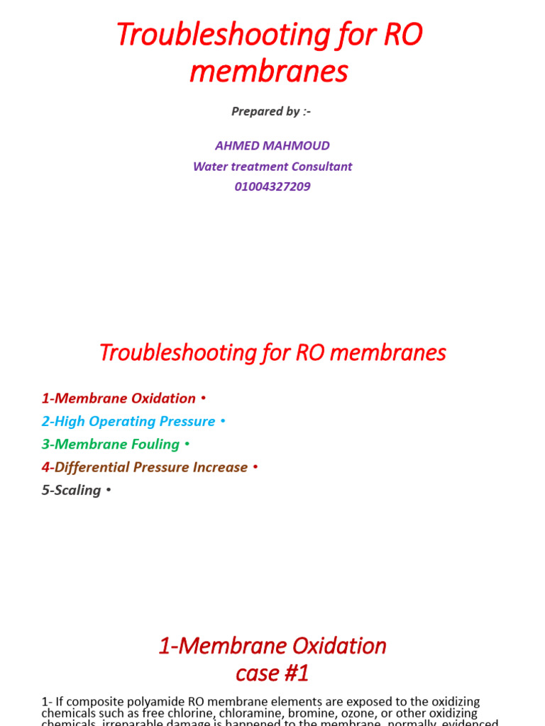 Troubleshooting for RO Membranes | PDF