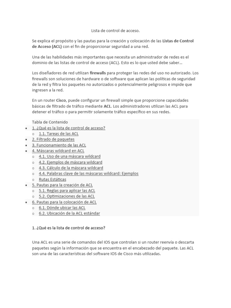 Guía Completa de Listas de Control de Acceso (ACL) | PDF | Enrutador ...