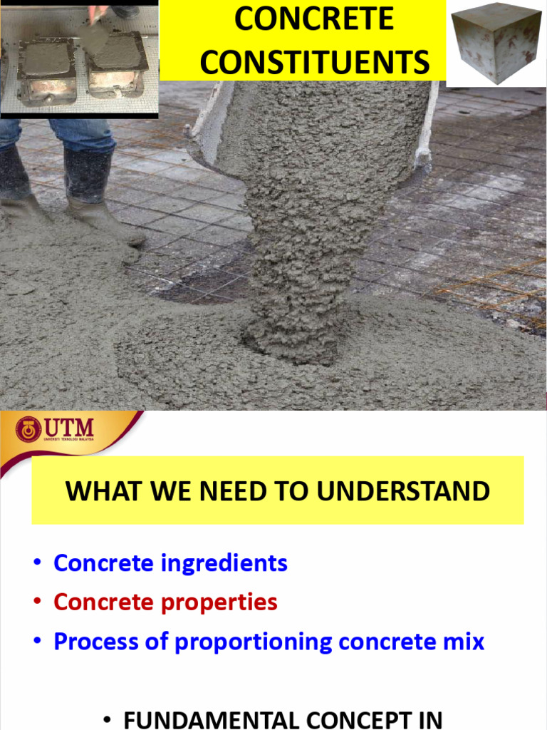 MEAE1113 v1 L1 Concrete constituents | PDF | Concrete | Cement