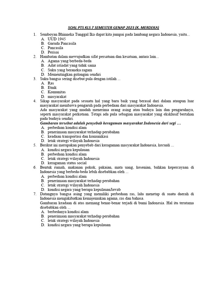 Latihan Soal Kls 7 | PDF