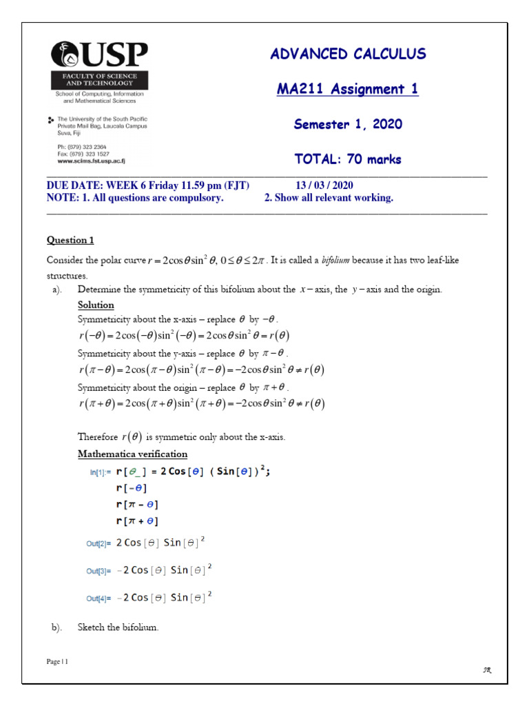 MA211 A1 202001 Solution Final | PDF | Mathematical Concepts | Complex Analysis