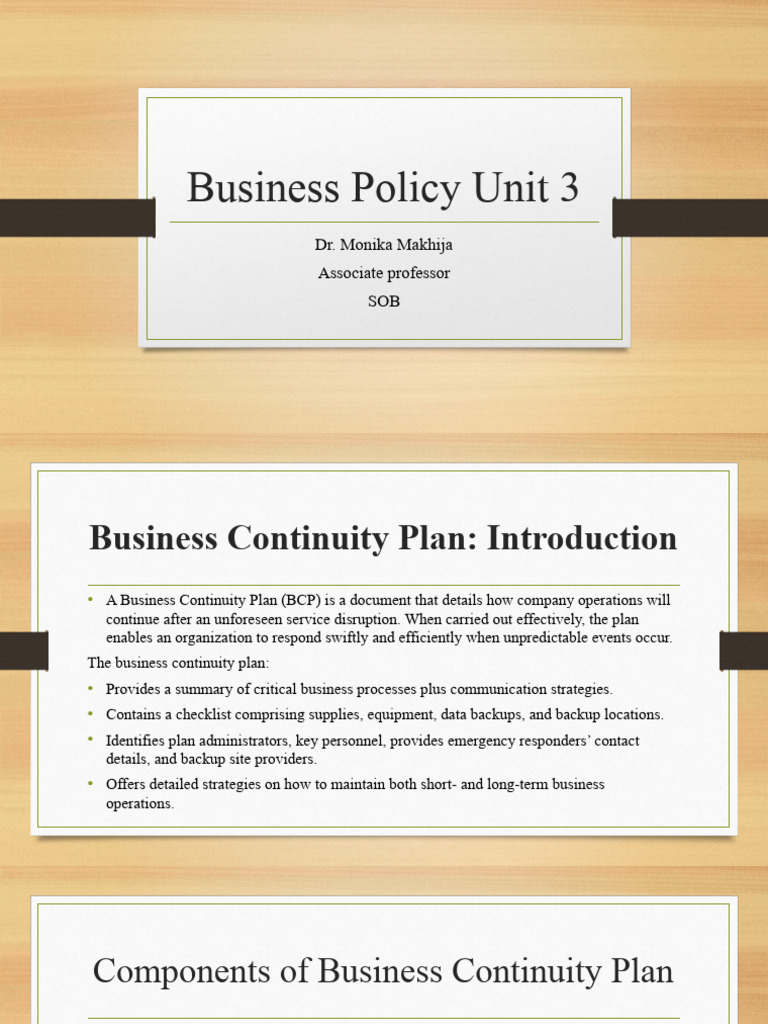 BP Unit 3 | PDF | Disaster Recovery | Risk