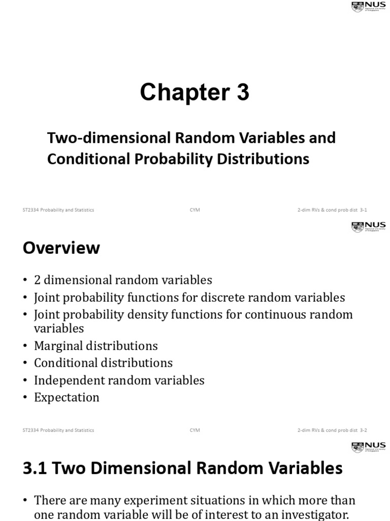 Chapter 3 Two-Dim RVs and Conditional Prob Dist | PDF | Probability Distribution | Random Variable