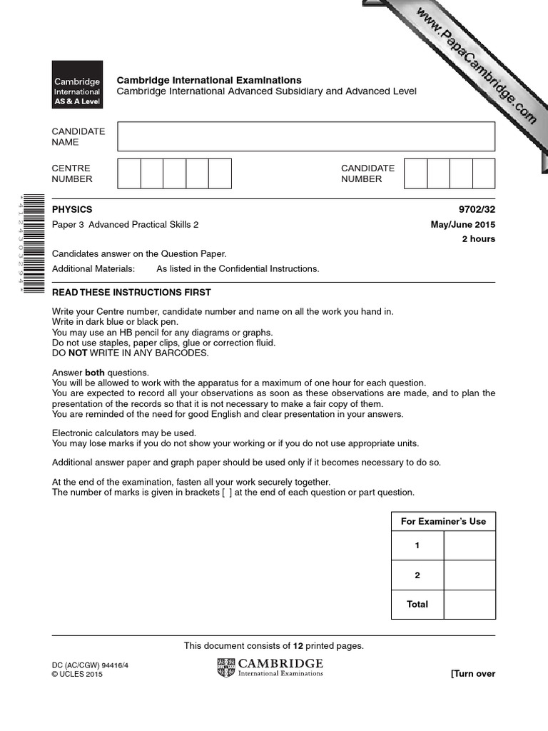 Cambridge International Advanced Subsidiary and Advanced Level | PDF ...