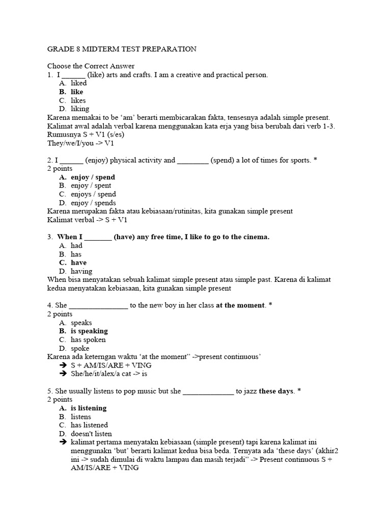 Grade 8 Midterm Test Preparation 2 | PDF | Language Arts & Discipline