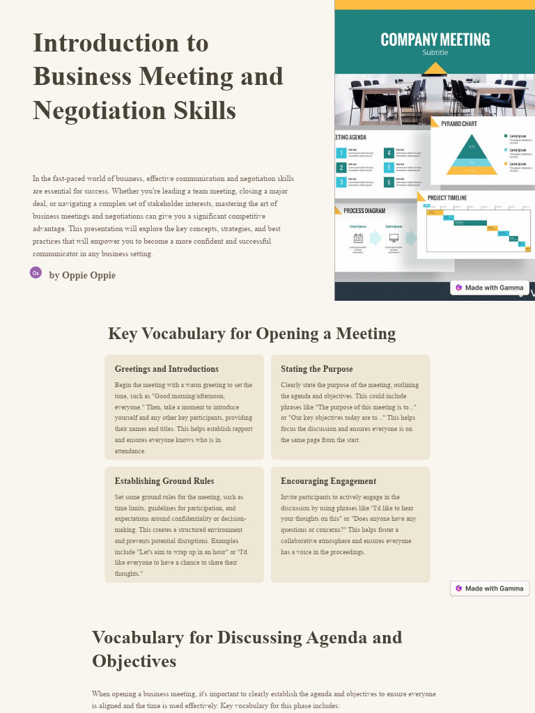 Business Meeting Mastery Guide | PDF | Negotiation | Nonverbal Communication
