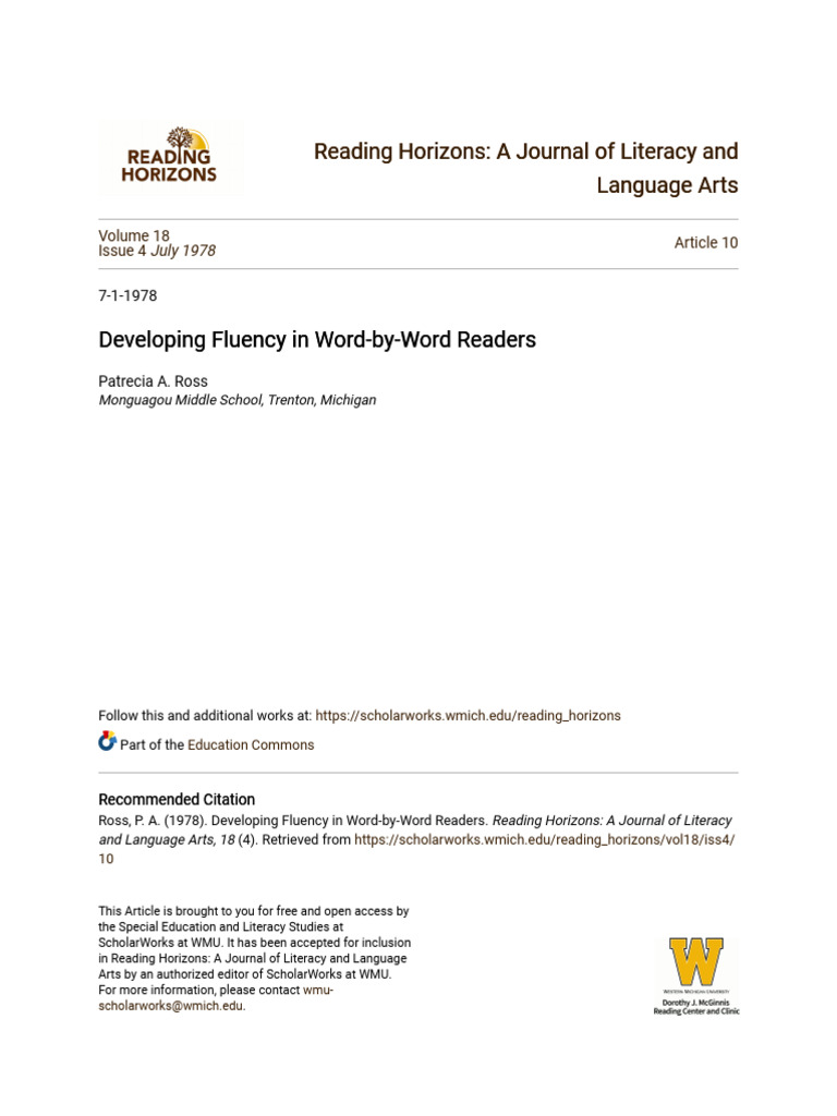Fluency Strategies for Word Readers | PDF | Neuroscience | Behavior ...