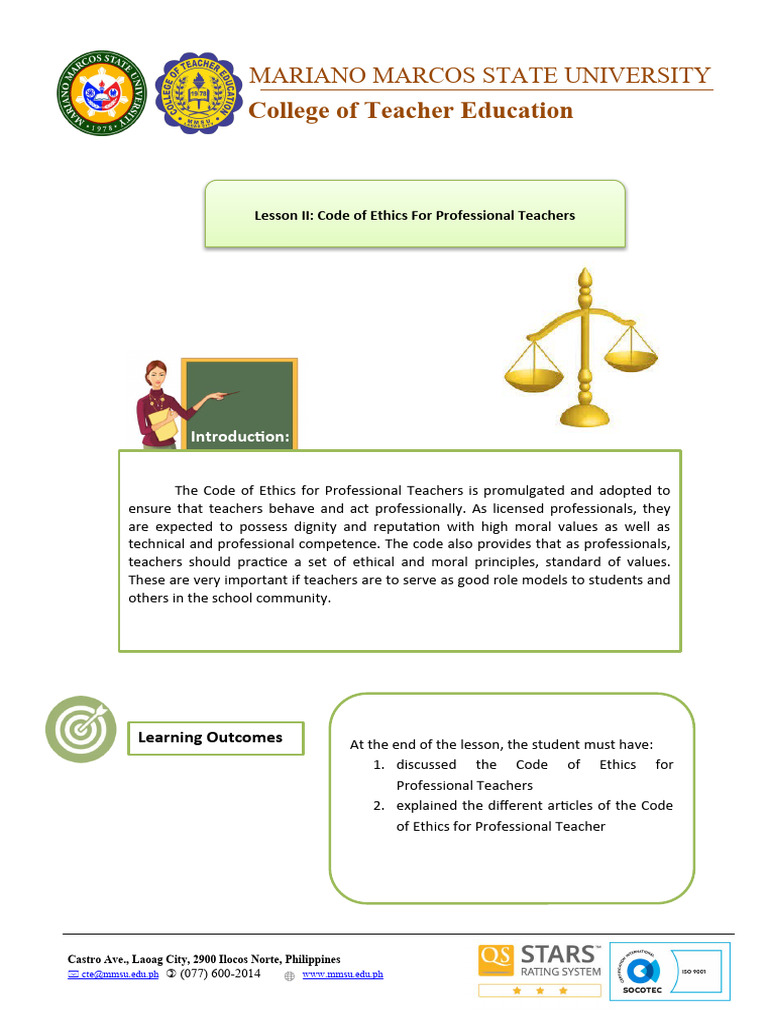 Code of Ethics for Professional Teachers | PDF | Teachers | Teacher ...