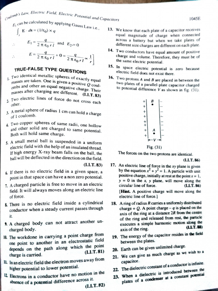 12 ELECTROSTATICS True False | PDF