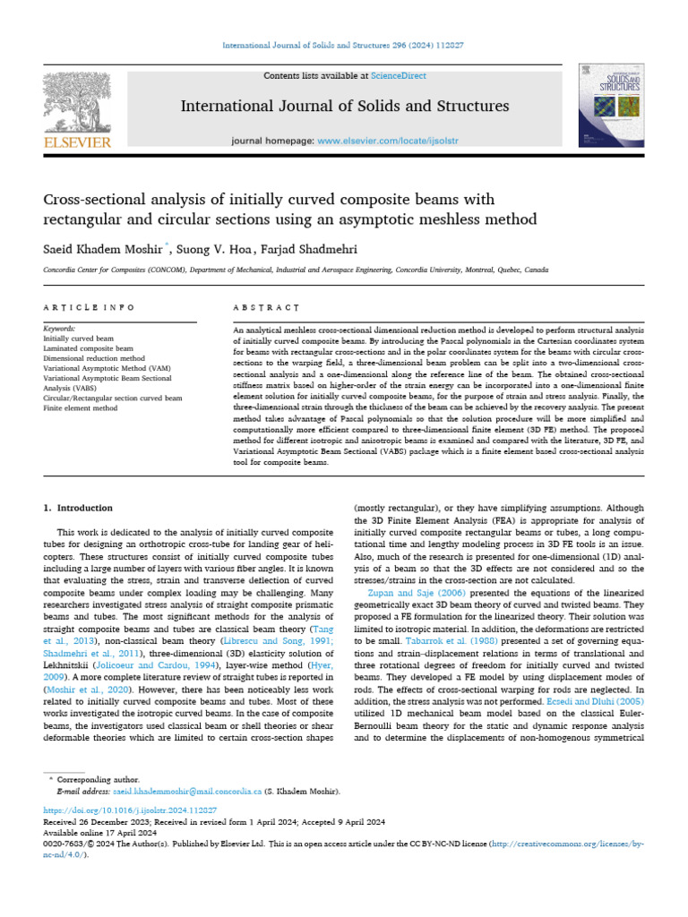 Cross Sectional Analysis of Initially Curved Composit 2024 ...