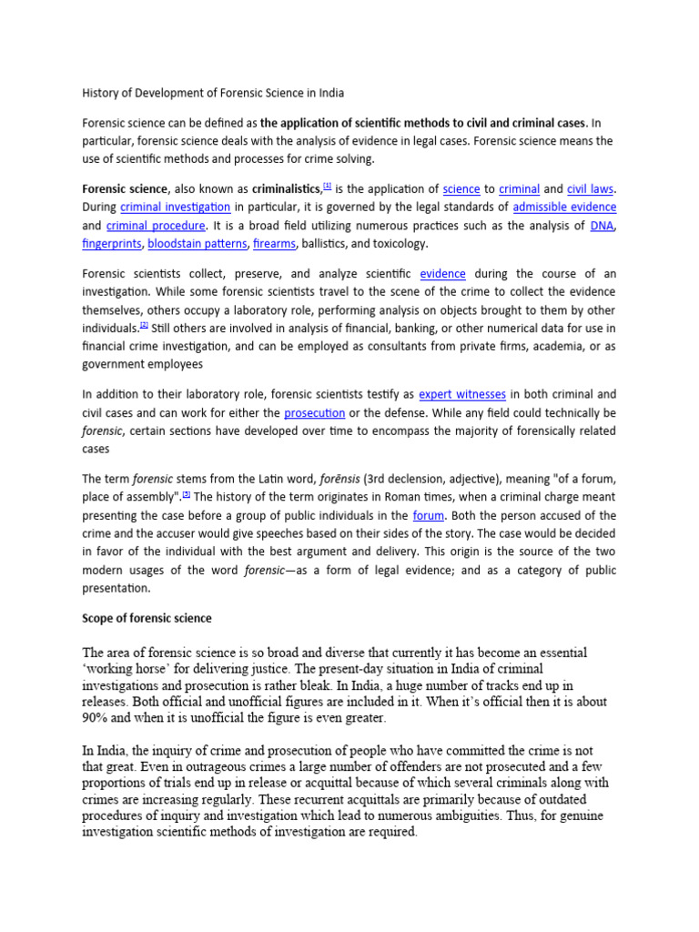 Unit I Forensic Notes First Chapter | PDF | Forensic Science