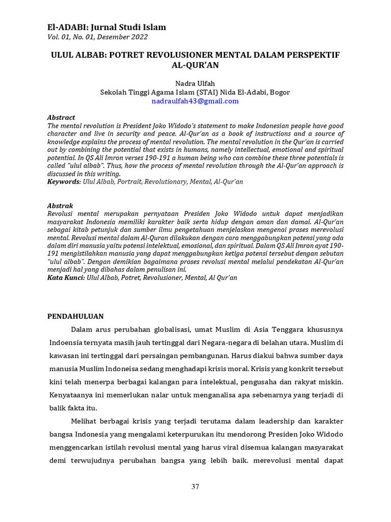 Ulul Albab Potret Revolusioner Mental Da | PDF