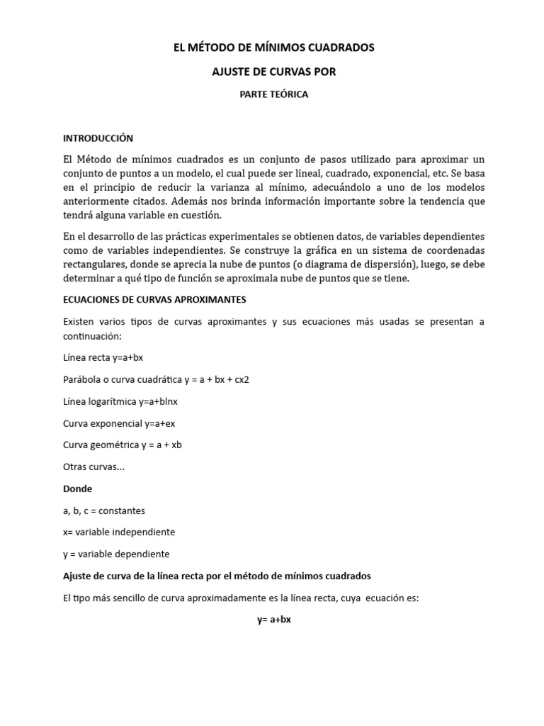 Ajuste de Curvas con Mínimos Cuadrados | PDF | Mínimos cuadrados ...
