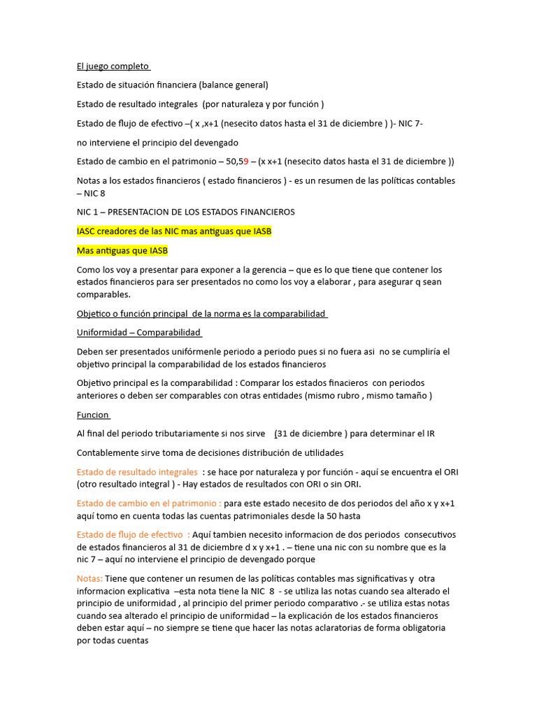 Nota de Nic1 | PDF | Estado financiero | Contabilidad