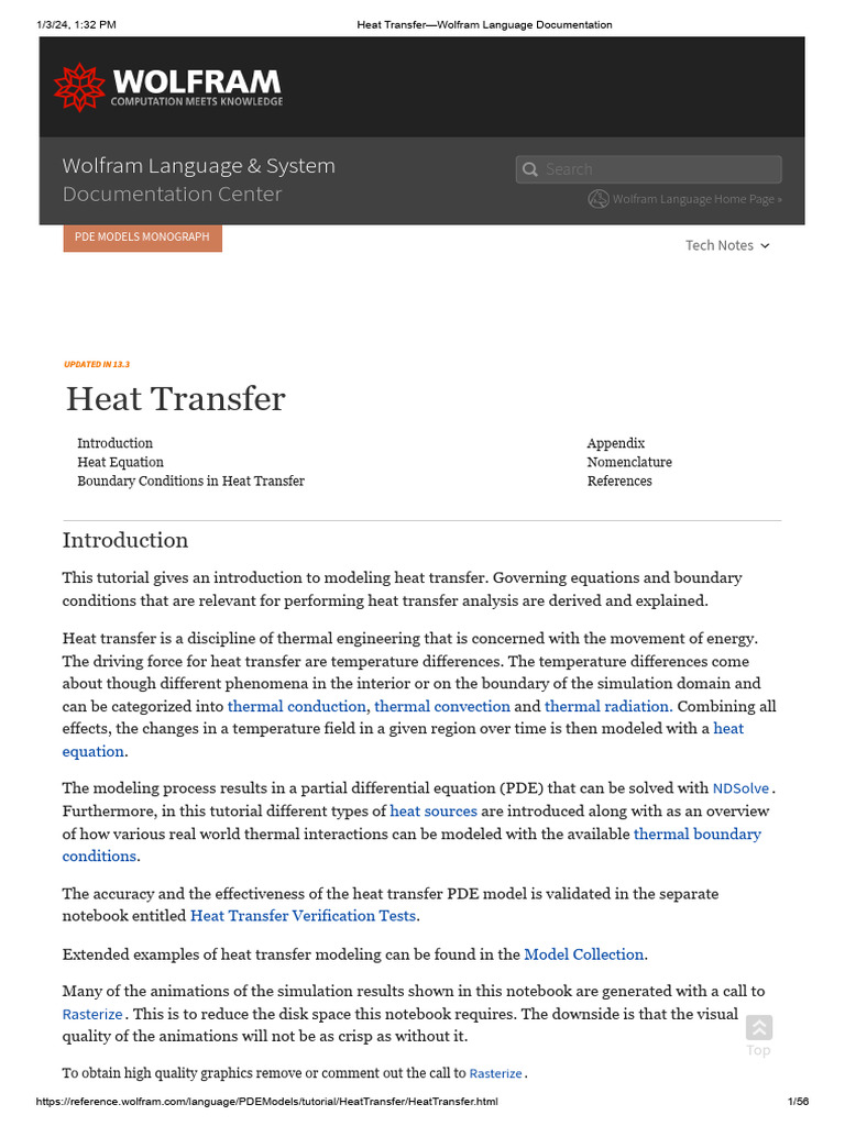 Heat Transfer-Wolfram Language Documentation | PDF | Heat Transfer | Heat