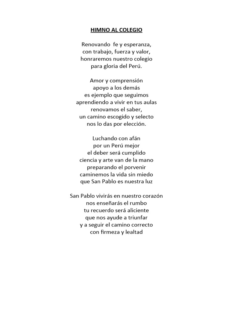 Himno Al Colegio | PDF