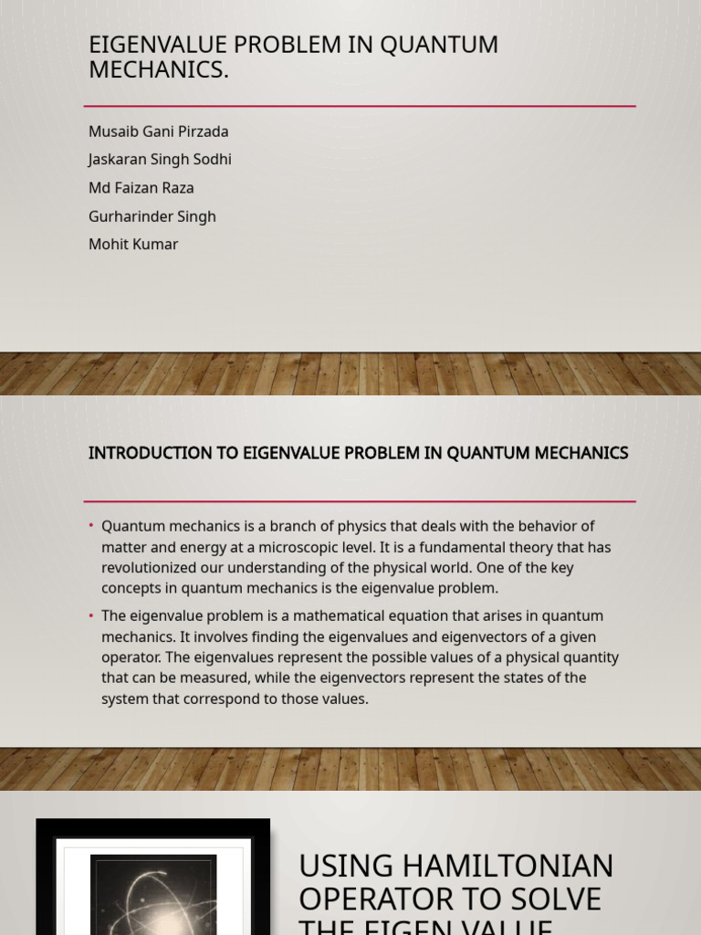 Eigenvalue Problem in Quantum Mechanics | PDF | Quantum Mechanics ...