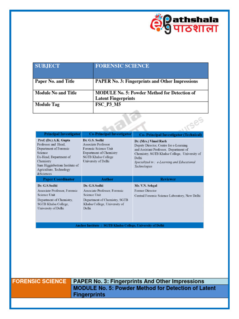 Unit II Fingerprint Lab Manual and Reading Material | PDF | Fingerprint | Forensic Science