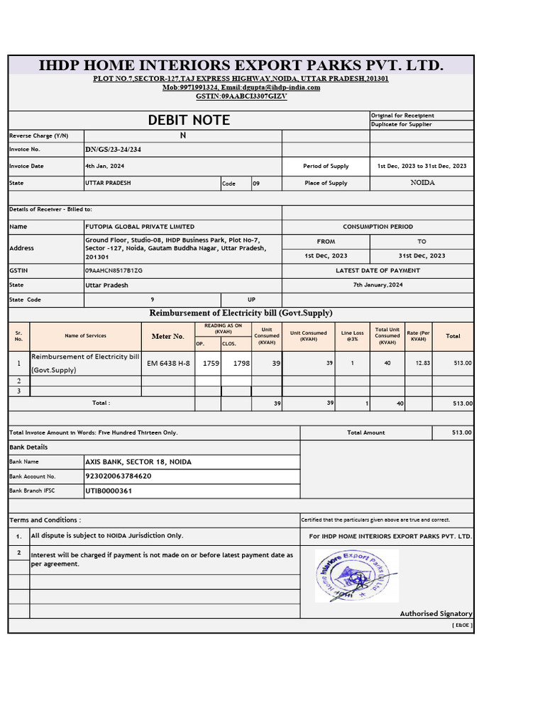 Electricity Bill | PDF | Financial Services | Banking