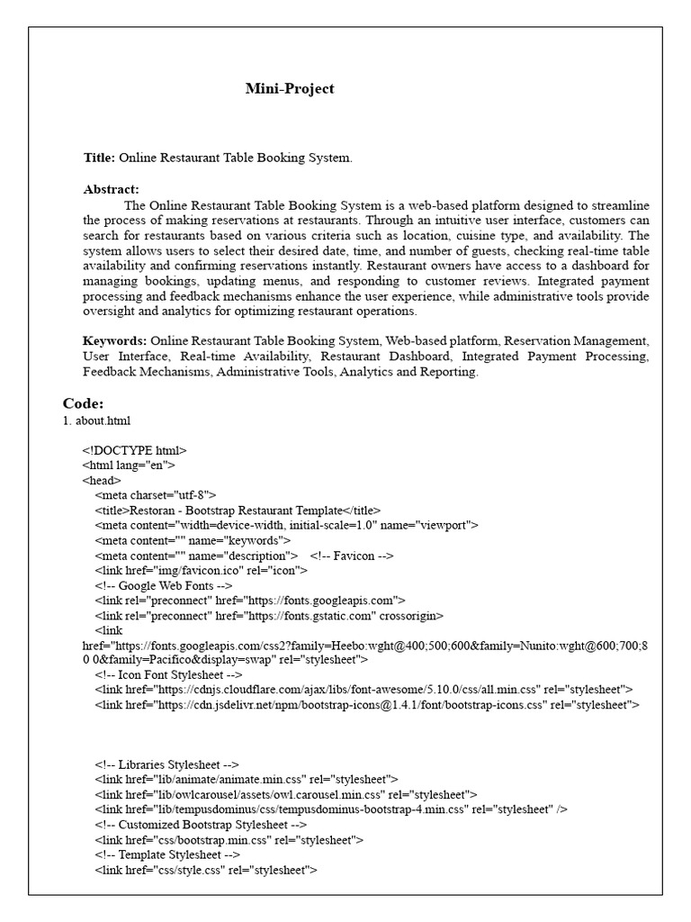 WT Mini Projec Janavhi | PDF | Restaurants | Menu