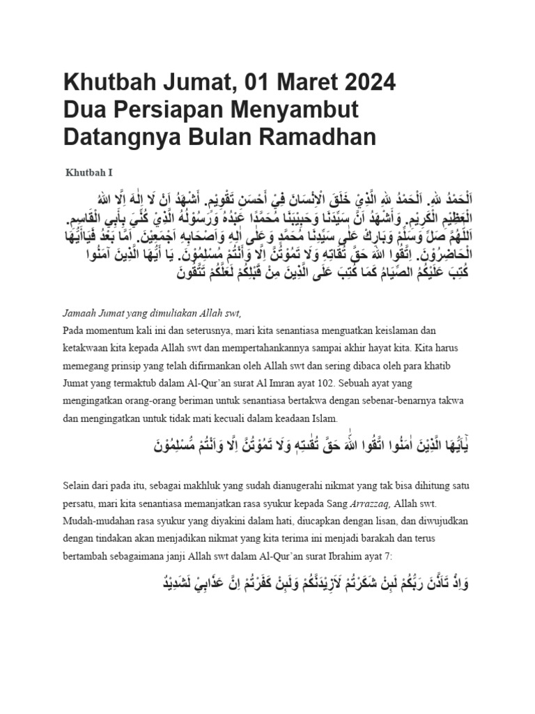 Khutbah Jumat Baru Revisi 2024 | PDF | Agama & Spiritualitas