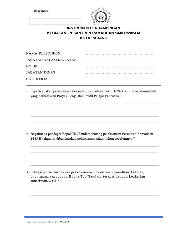 Instrumen Pesra Padang - 2024 | PDF