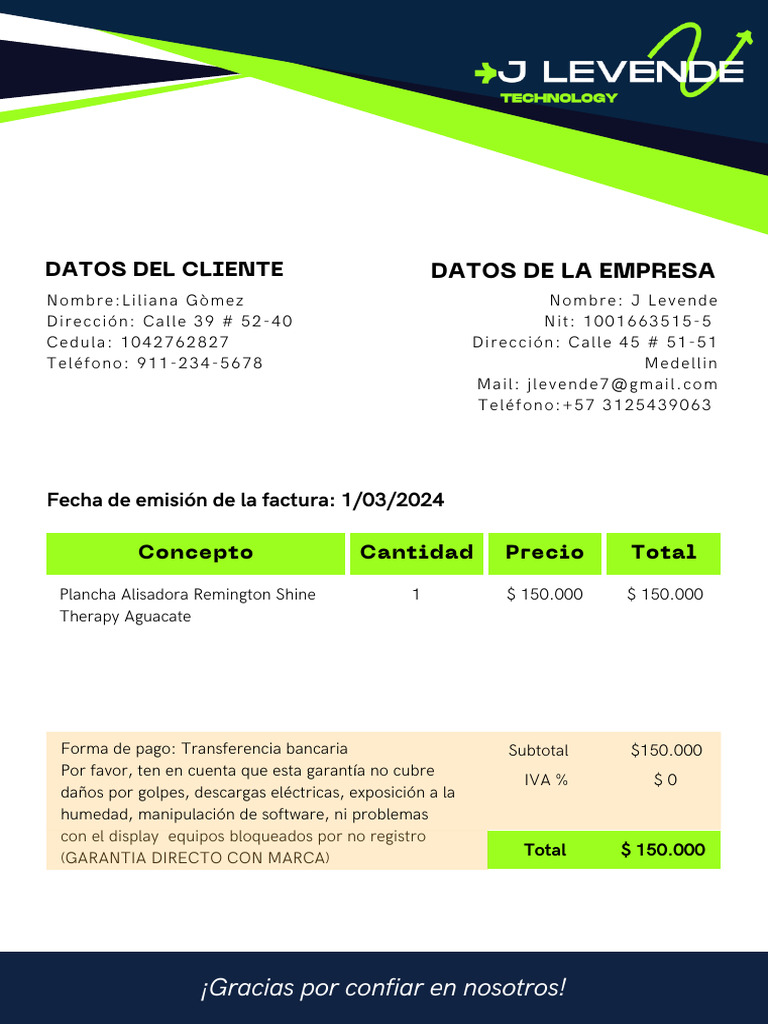 Factura de Empresa Corporativo Abstracto Moderno Naranja | PDF