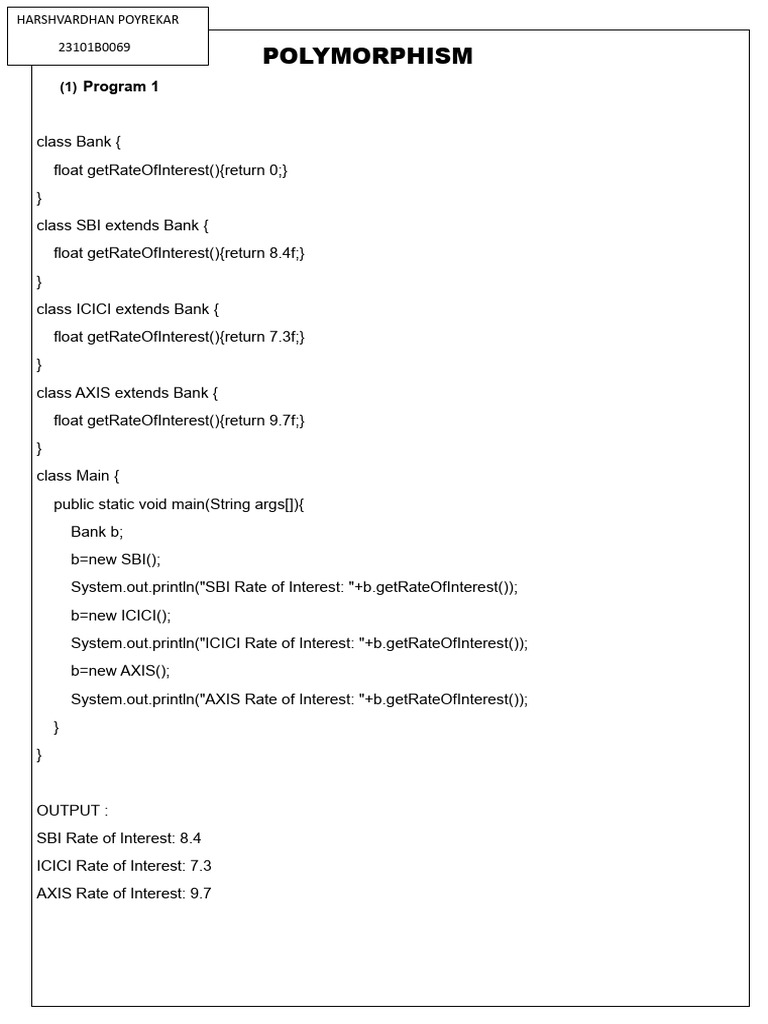 Polymorphism 23101B0069 | PDF | Programming Language | Object (Computer Science)