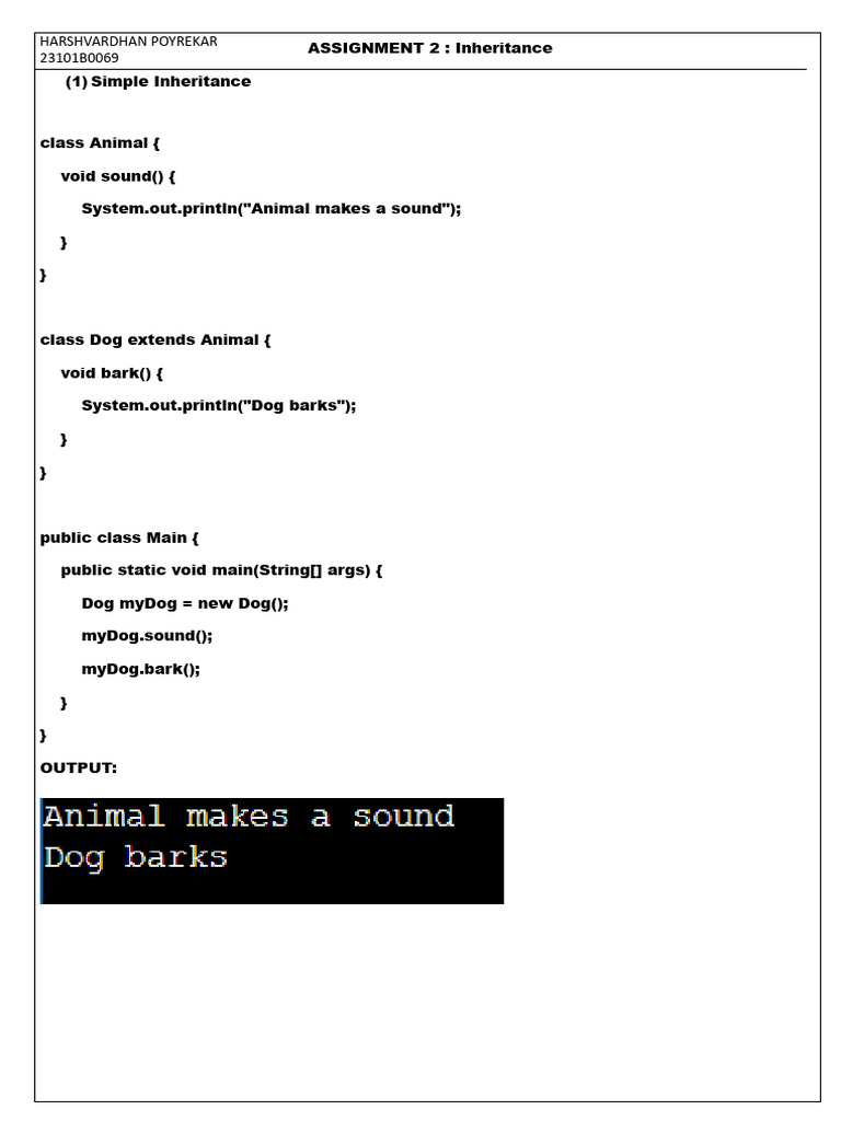 Inheritance 23101B0069 | PDF | Constructor (Object Oriented Programming) | Programming