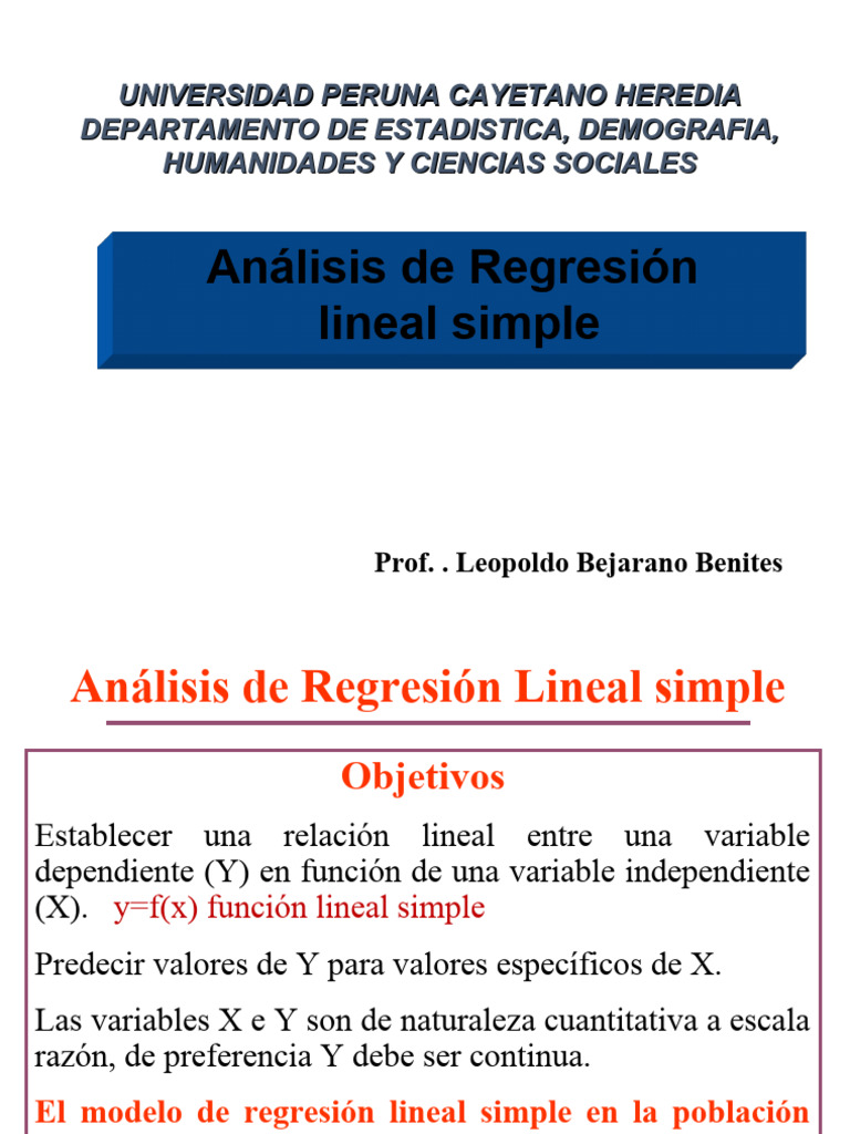 Análisis de Regresión Lineal Simple | PDF | Regresión lineal | Análisis ...