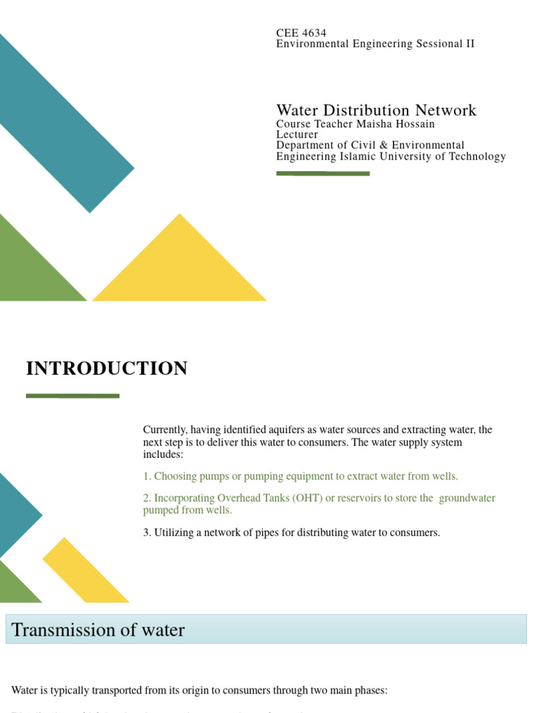 Water distribution network | PDF | Water Supply | Pump