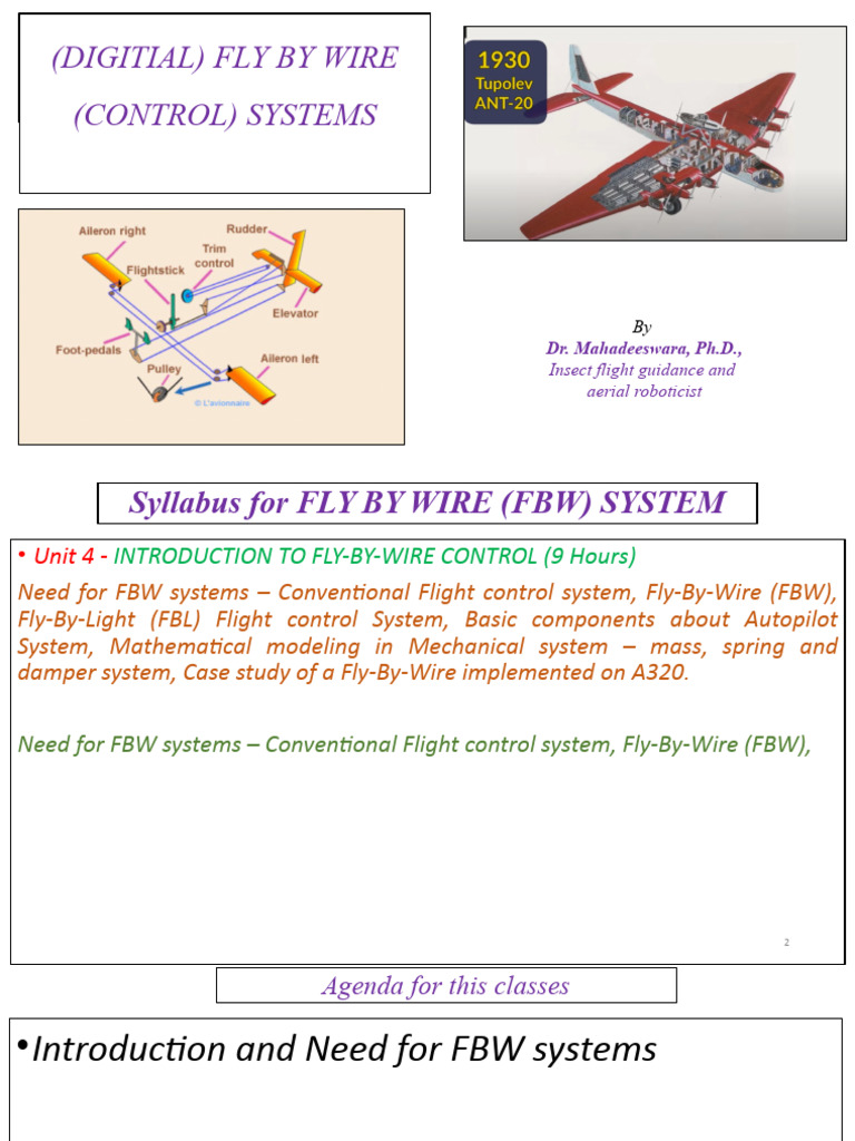 Fly by Wire Systems UPES AV 9 Aug | PDF | Aircraft Flight Control ...