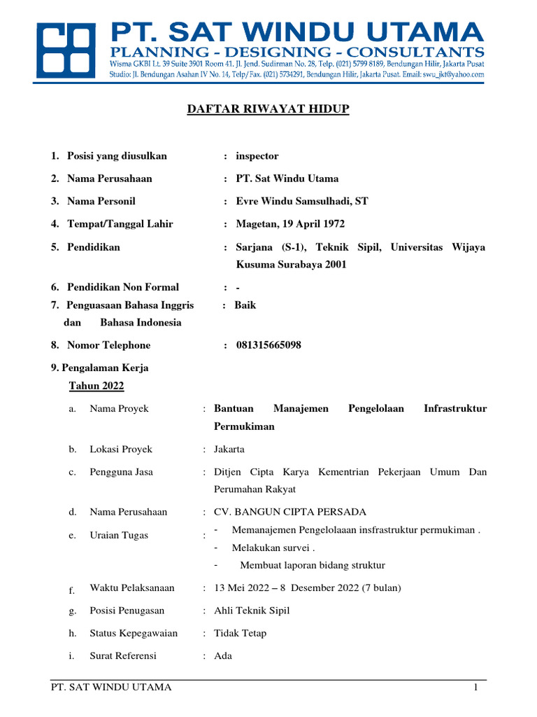 Profil PT. Sat Windu Utama | PDF