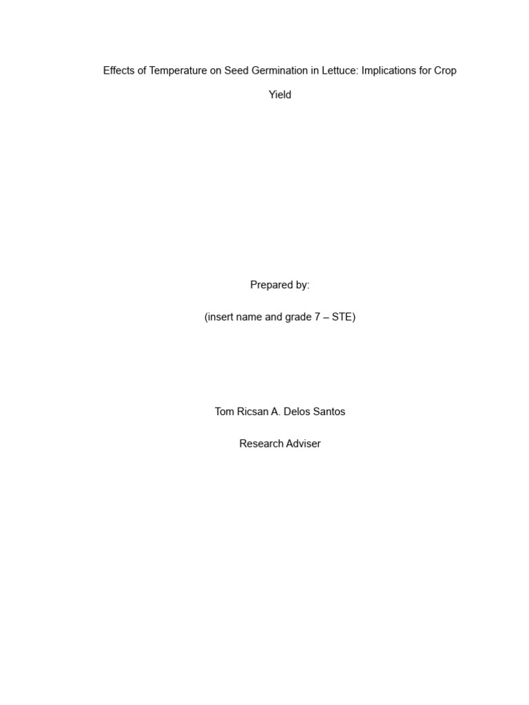 Sample Sip Title With Chapter 1 | PDF | Seed | Germination