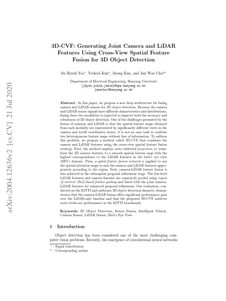 3d Cvf Generating Joint Camera And Lidar Features Using Cross View