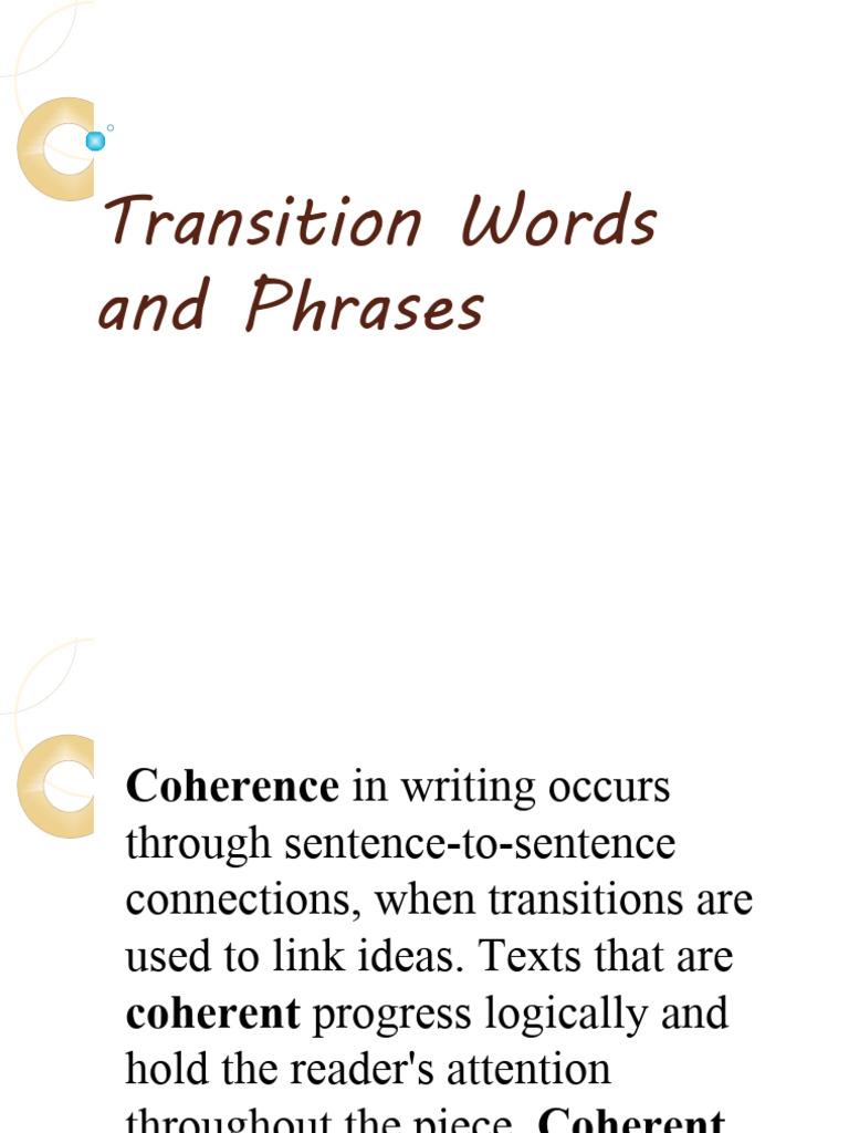 Effective Transition Words for Writing | PDF